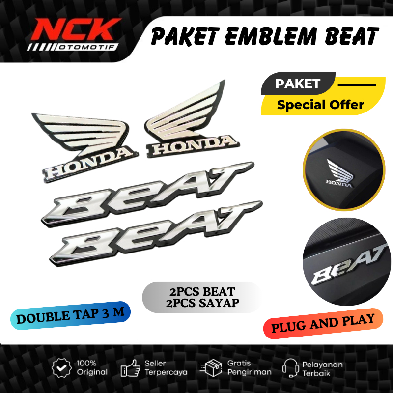Jual PAKET EMBLEM HONDA BEAT DAN WINGS TIMBUL 3D 1 PAKET ISI 4PCS ...