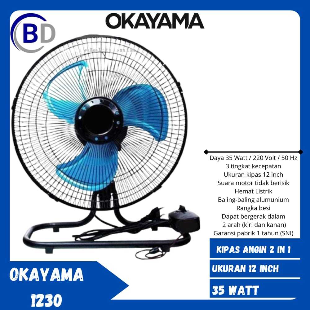 Jual Kipas Besi Okayama OK 1230 Kipas Angin Tornado 12 inch Bahan Besi ...