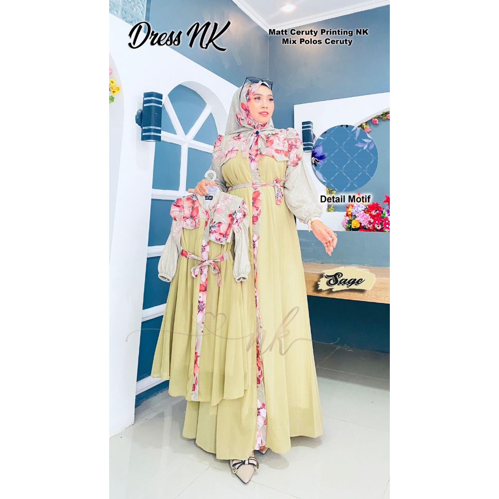 Jual SALE GAMIS ARRAFAH CERUTI SET HIJAB/gamis lebaran 2025 model gamis ...