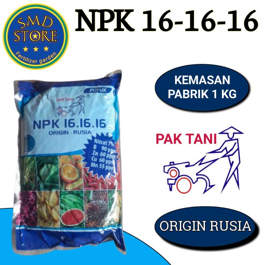 Jual Pupuk NPK 16 16 16 PAK TANI biru origin rusia kemasan pabrik 1 kg | Shopee Indonesia