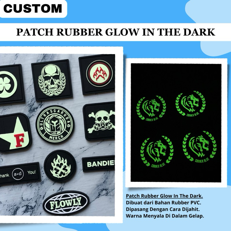 Jual [CUSTOM] Patch Rubber / Label Karet Glow In The Dark (Custom Design Sendiri) | Shopee Indonesia