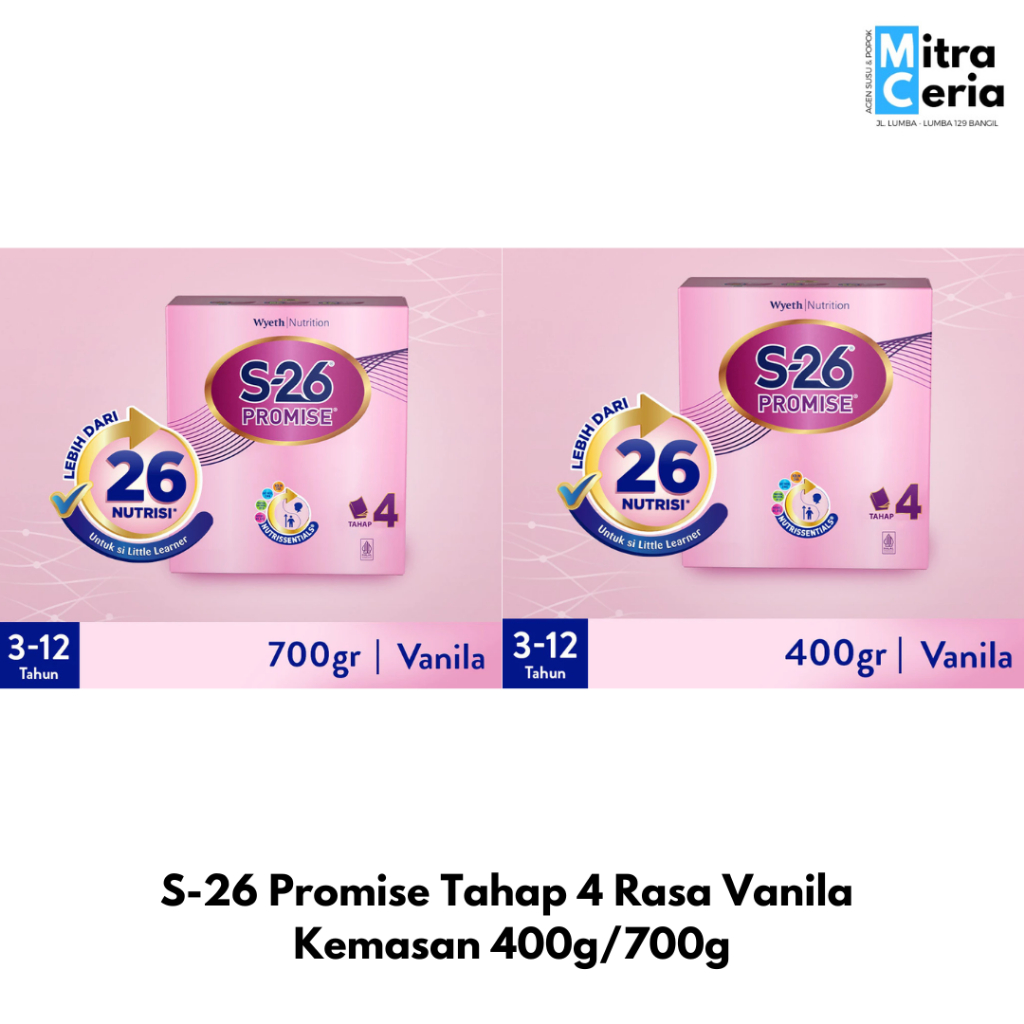 Jual S-26 Promise Tahap 4 Rasa Vanila Kemasan 400g/700g | Shopee Indonesia