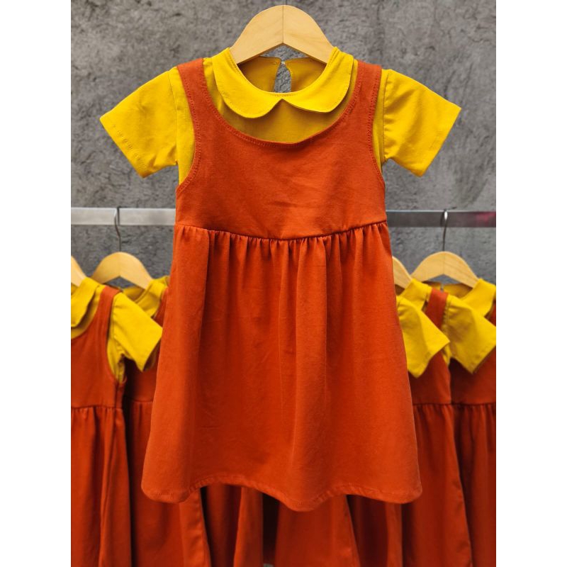 Jual Baju boneka squid game OREN anak perempuan 2-8 tahun/ baju squid ...