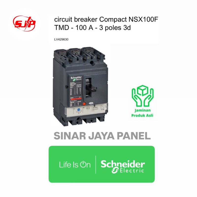 Jual MCCB SCHNEIDER NSX100F 3PHASE 100A LV429630 NSX 3P | Shopee Indonesia
