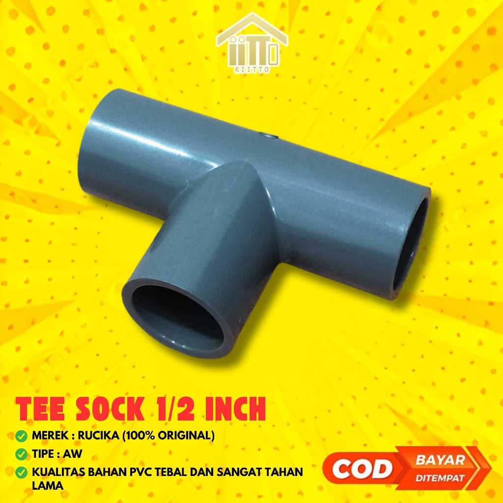 Jual TEE SOCK PIPA PVC 1/2 INCH RUCIKA (AW) / TEE 1/2" INCH AW RUCIKA / TEE RUCIKA 1/2" INCH ...