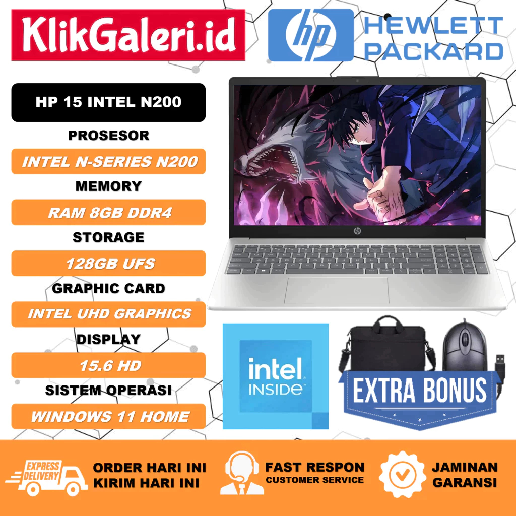 Jual Laptop Sekolah Murah HP N200 RAM Besar 8GB 128GB 15.6 HD Windows ...