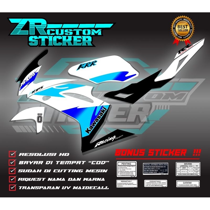 Jual Striping ninja RR NEW putih custom KRR transparan uv maxdecal ...