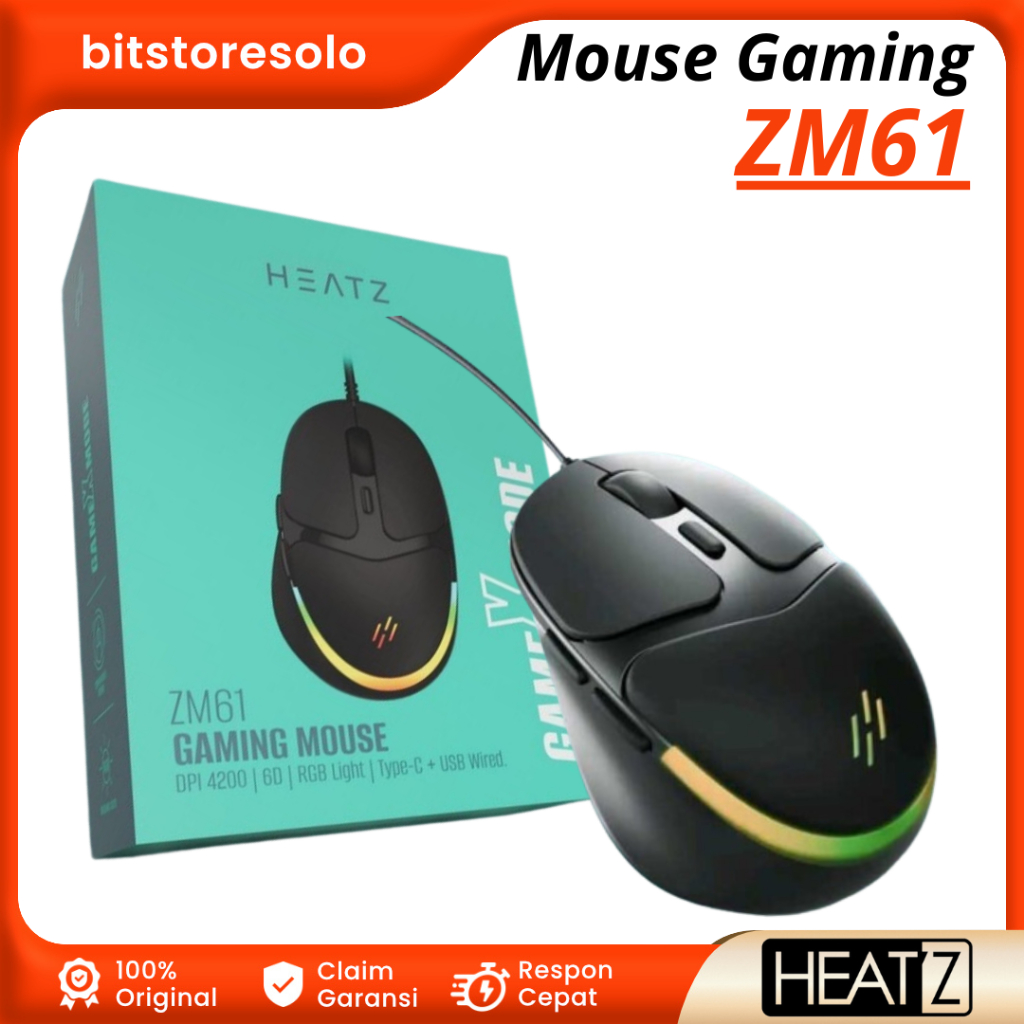 Jual Heatz ZM61 Mouse Gaming RGB light Kombo USB-C USB-A | Shopee Indonesia