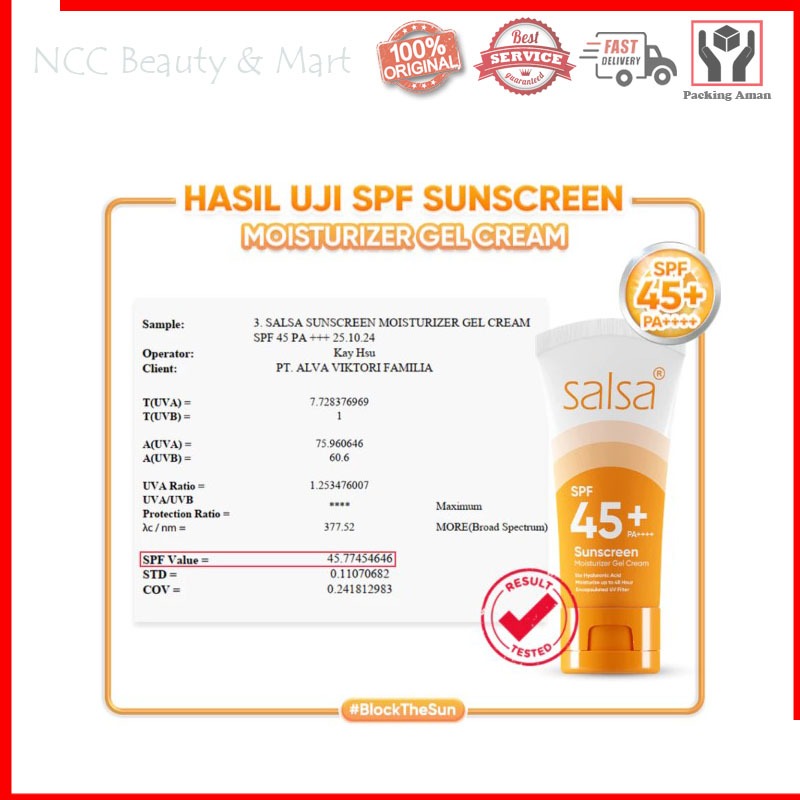 Jual * NCC * Salsa Sunscreen Moisturizer Tabir Surya Sunscreen Gel ...