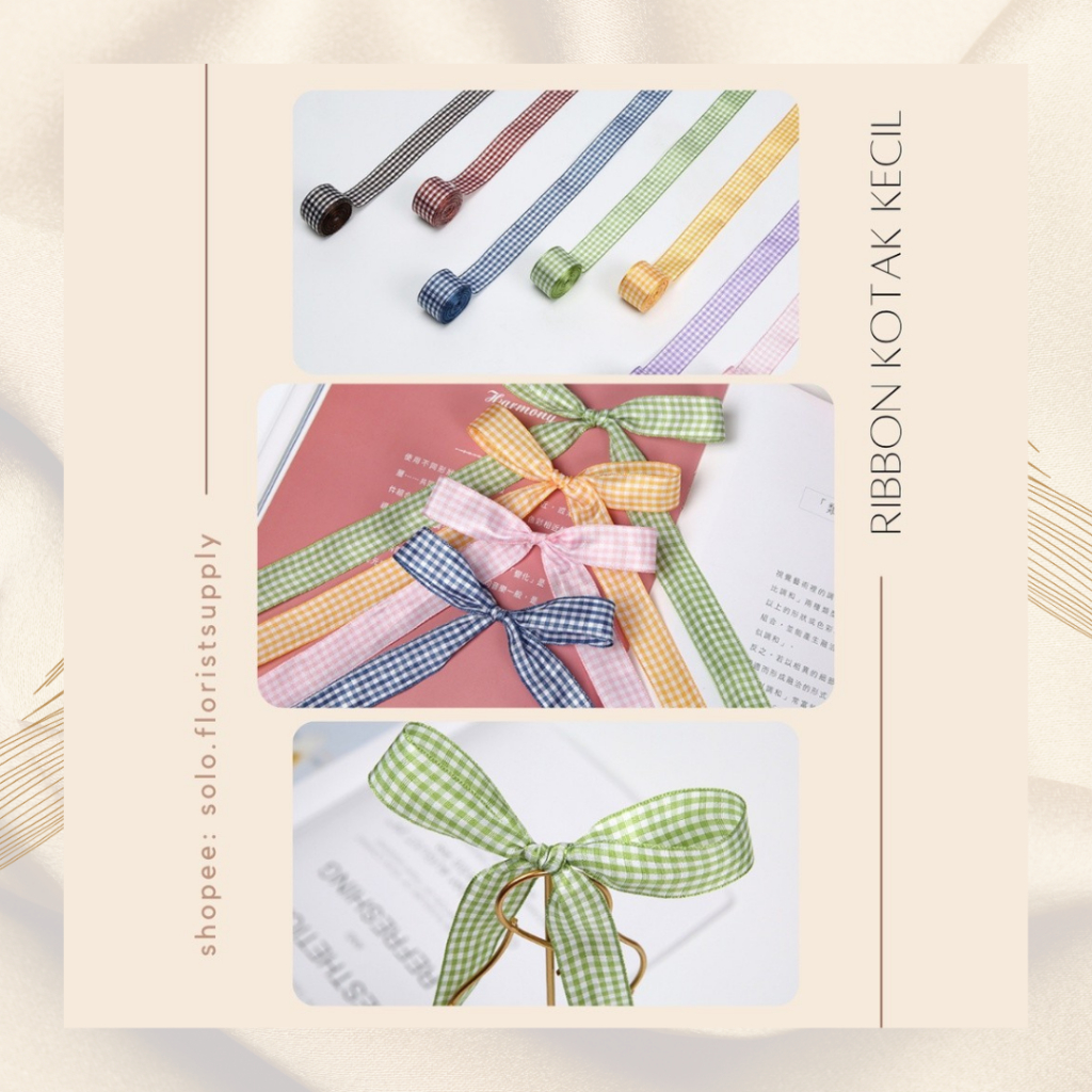 Jual PITA MOTIF KOTAK KECIL 2CM IMPORT KOREAN RIBBON SQUARE PATTERN ...