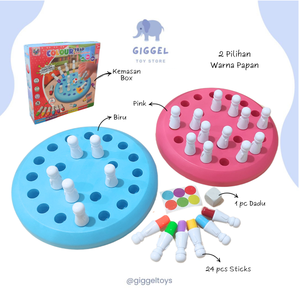 Jual [ Giggel ] Mainan Edukasi Memory Chess Colour Stick Board Game ...