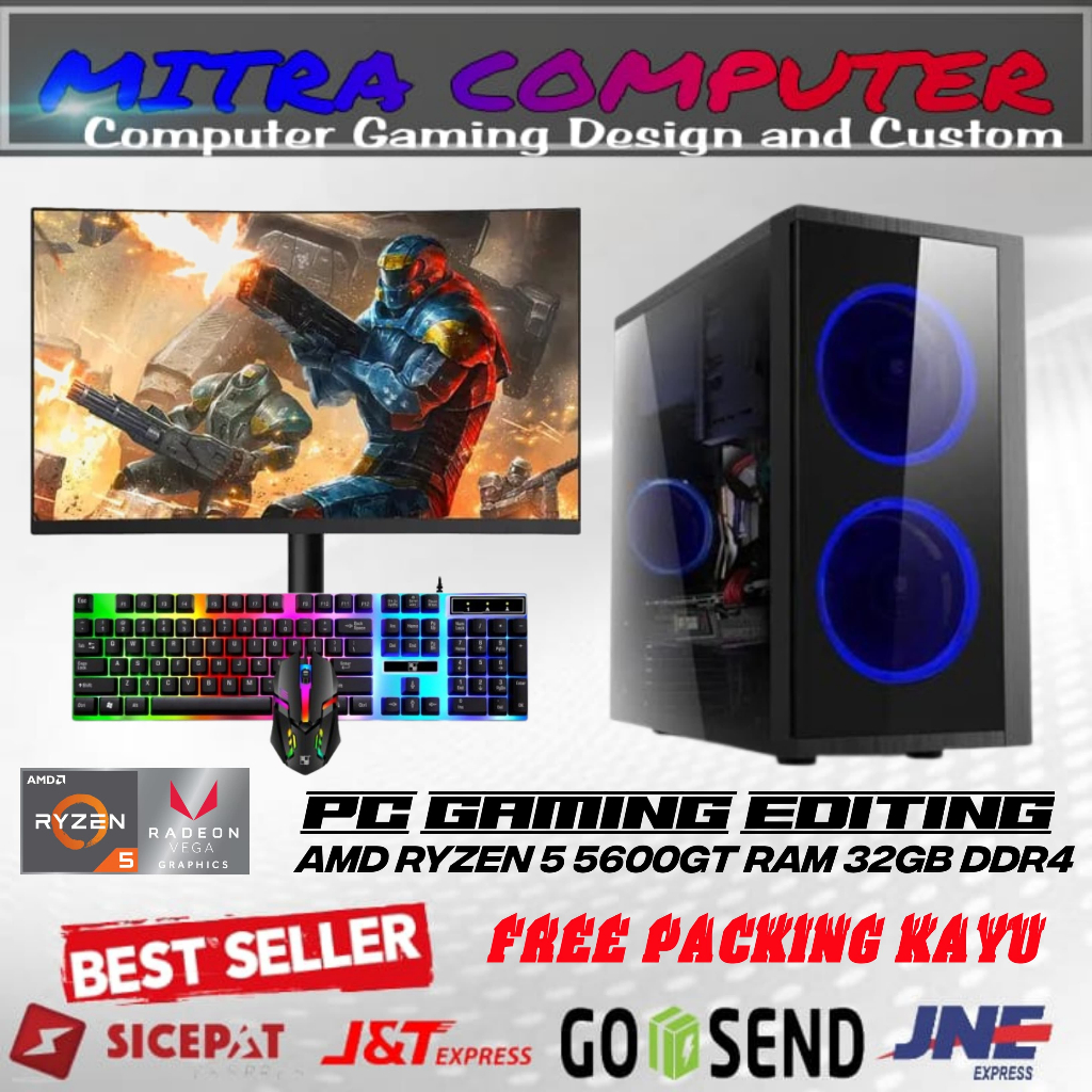 Jual PC Rakitan Gaming Fullset AMD Ryzen 5 5600GT RAM 32gb SSD 512gb ...