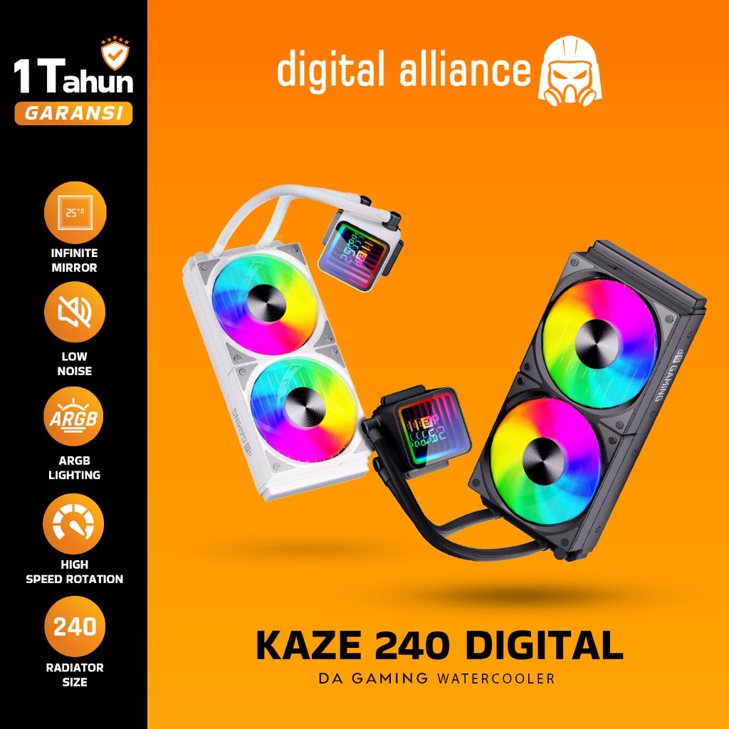 Jual DIGITAL ALLIANCE KAZE WATER COOLING AIO 240 ARGB BLACK DIGITAL ...