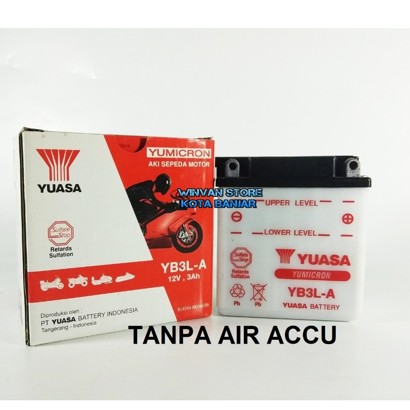 Jual AKI ACCU YUASA YB3LA BASAH 12V-3AH 12 VOLT 3 AMPERE RXK RX KING SATRIA 120 2T NINJA 150 R ...
