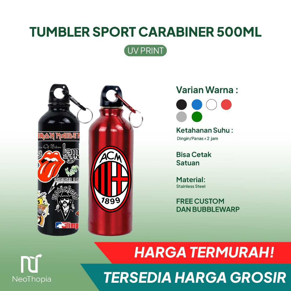 Jual Custom Botol Sport Sepeda Carabiner 500ml Cetak Uv Print Logo Nama ...