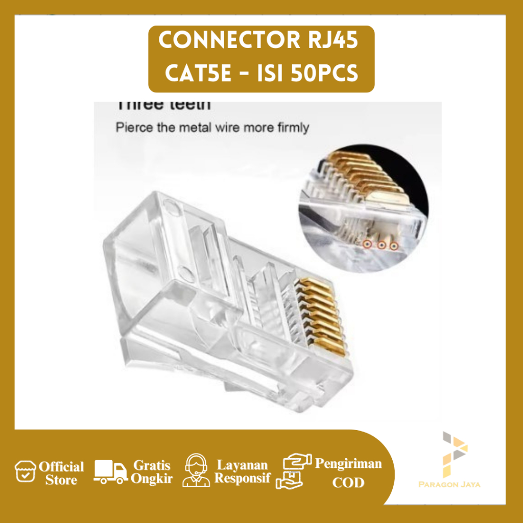 Jual Konektor RJ 45 / Connector RJ45 Cat5E - Isi 50pcs// | Shopee Indonesia