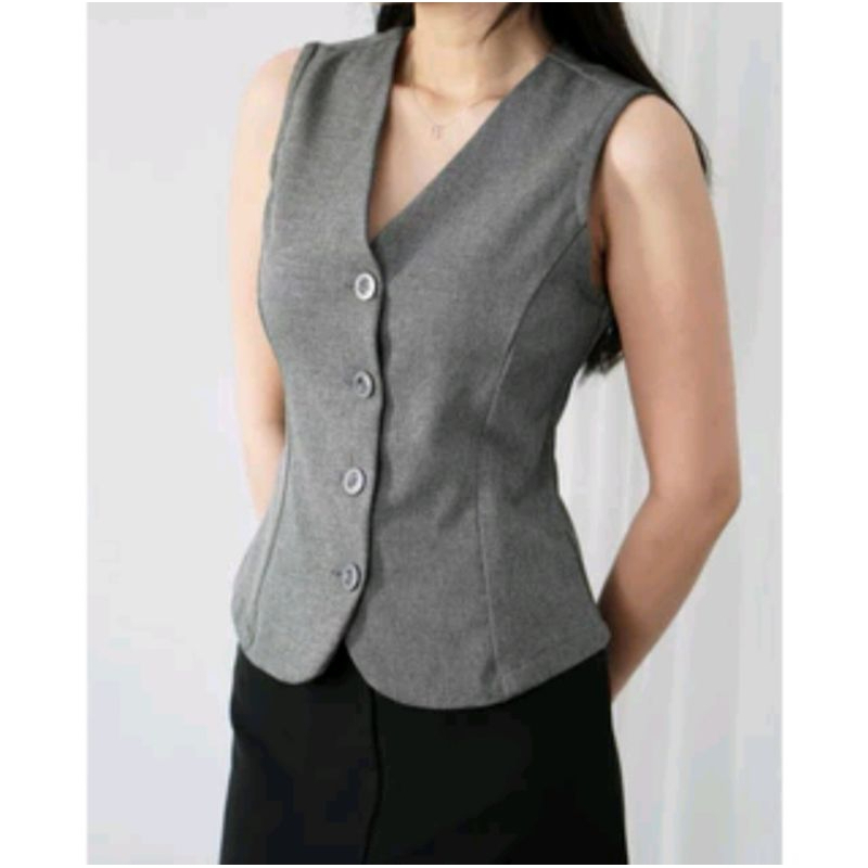 Jual (Daily Outfit)Vest Hitam Wanita Rompi Outer Aesthetic Terbaru ...