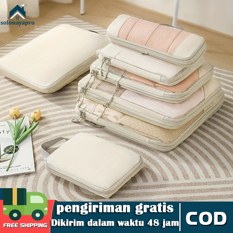 Jual 5pcs Tas Organizer Travel Storage Bag Press As Koper Expandable ...