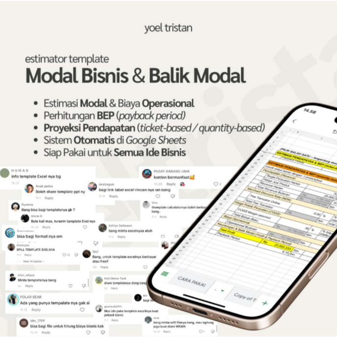 Jual Template Estimasi Modal Bisnis & Balik Modal | Shopee Indonesia