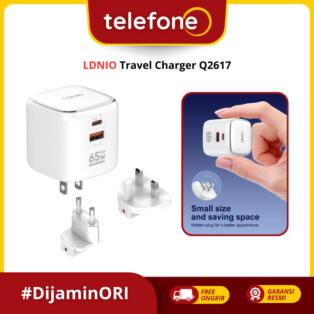 Jual LDNIO Q2617 Original Travel Adaptor 65Watt GaN Dual USB Port ( PD ...