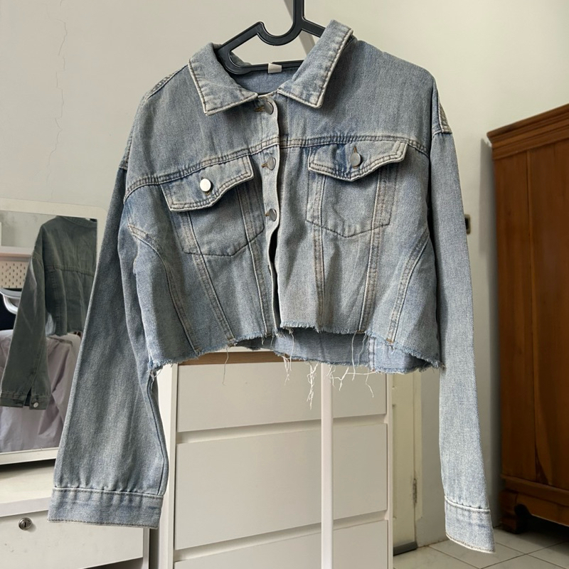 Jual Cropped Denim Jacket | Shopee Indonesia