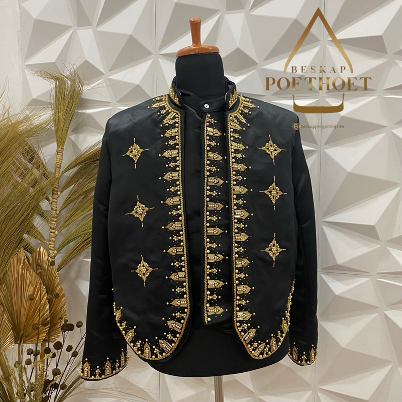 Jual Beskap pengantin Jawa hitam payet gold elegan premium silk (bukan ...
