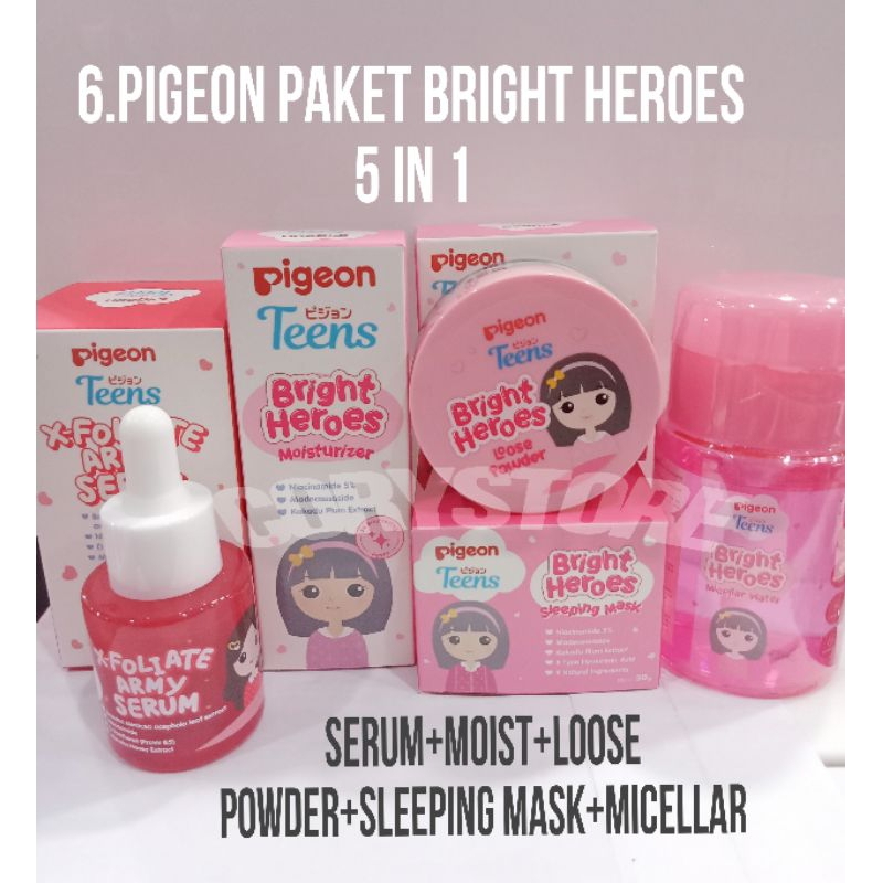 Jual READY PIGEON PAKET BRIGHT HEROES SERIES//DAY//NIGHT//SERUM//TONER ...