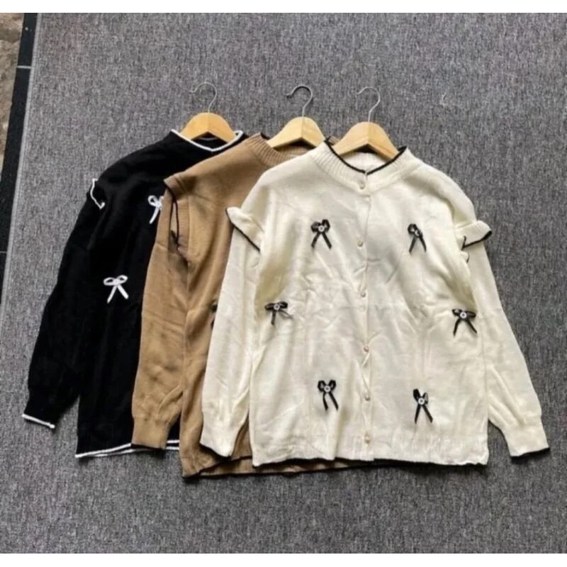 Jual POPPY cardigan rajut pita outer - korean look - cardigan pita lucu ...