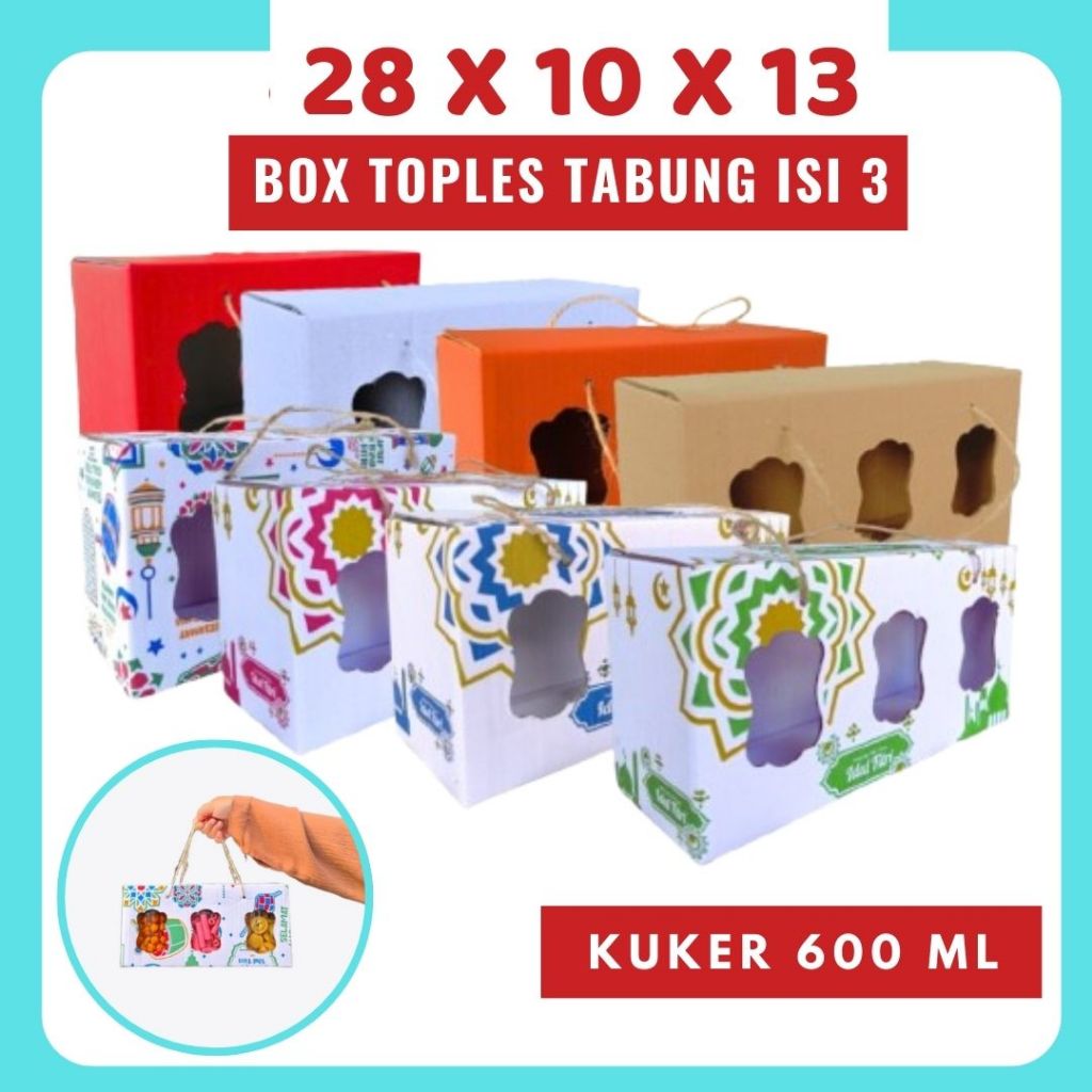 Jual Box Tali Kuker Tabung 28x10x13 Toples Jar 600ml isi 3 Jinjing ...