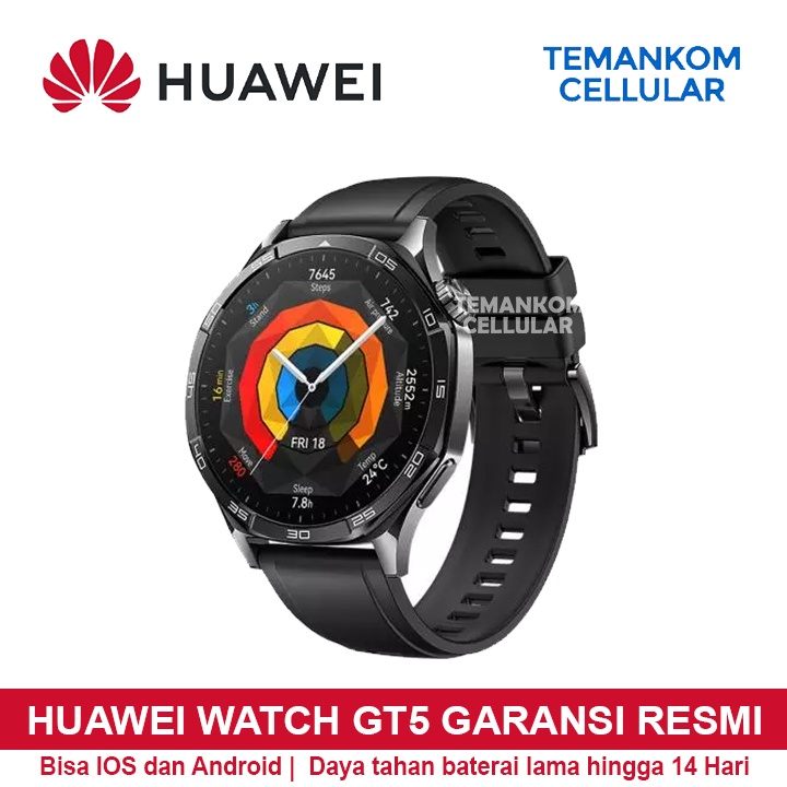 Jual Huawei Watch GT 5 46MM BLACK Smartwatch smart watch GT5 Bulat ...
