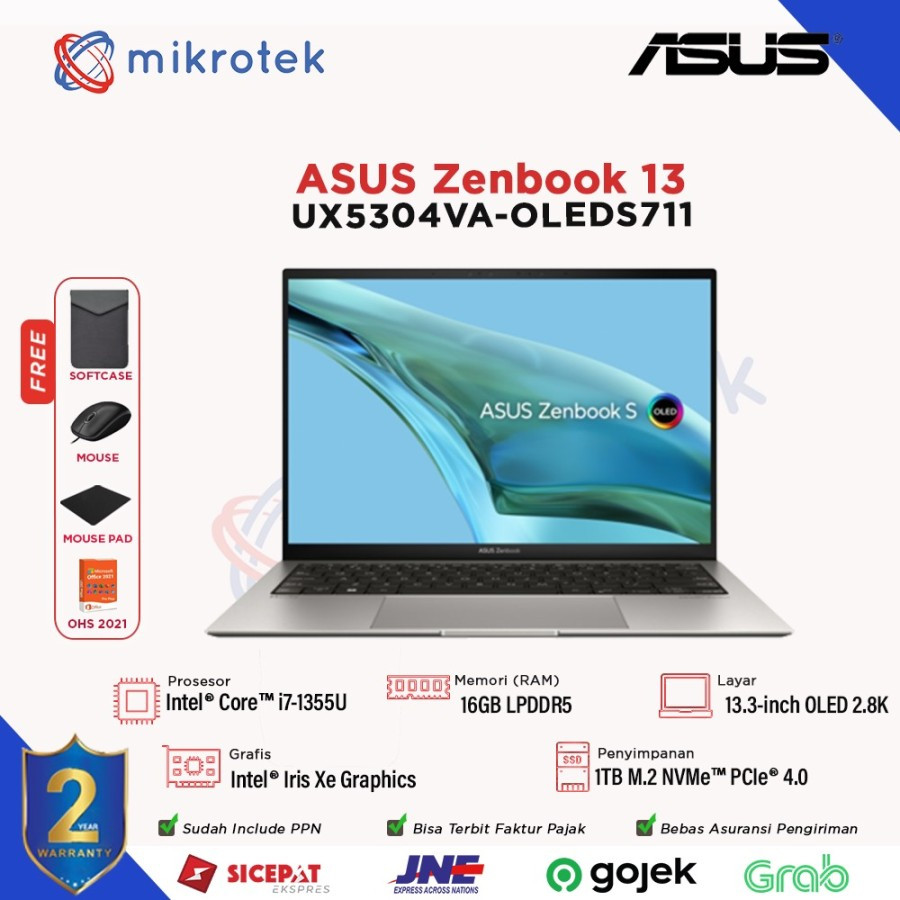Jual Asus Zenbook 13 i7-1355U 16GB 1TB SSD IRIS Xe OHS UX5304VA-OLEDS711 | Shopee Indonesia