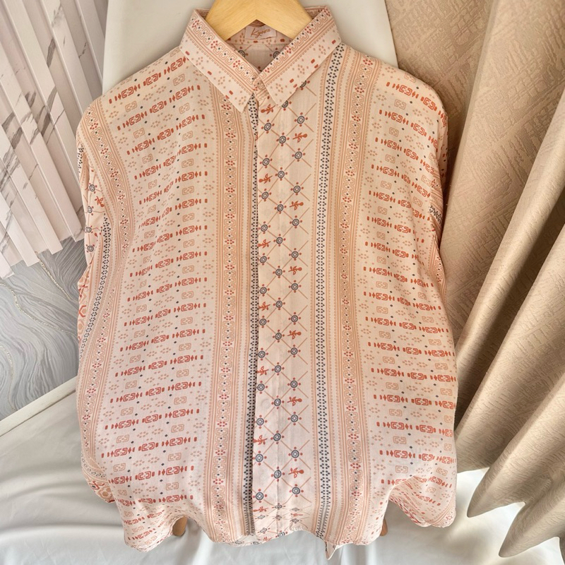 Jual Pattern Shirt / Oversized Pattern Shirt / Peach Vintage | Shopee ...