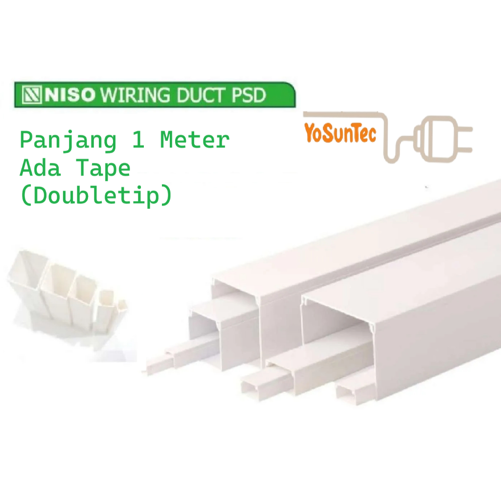 Jual NISO Ducting / Kabel Duct / Pelindung Kabel / Wiring Cable Duct PVC 1 meter + Tape 10x10 16 ...