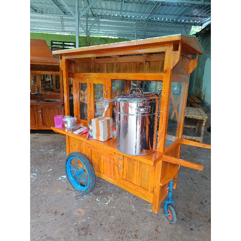 Jual gerobak bubur ayam komplit full kaca roda tiga | Shopee Indonesia