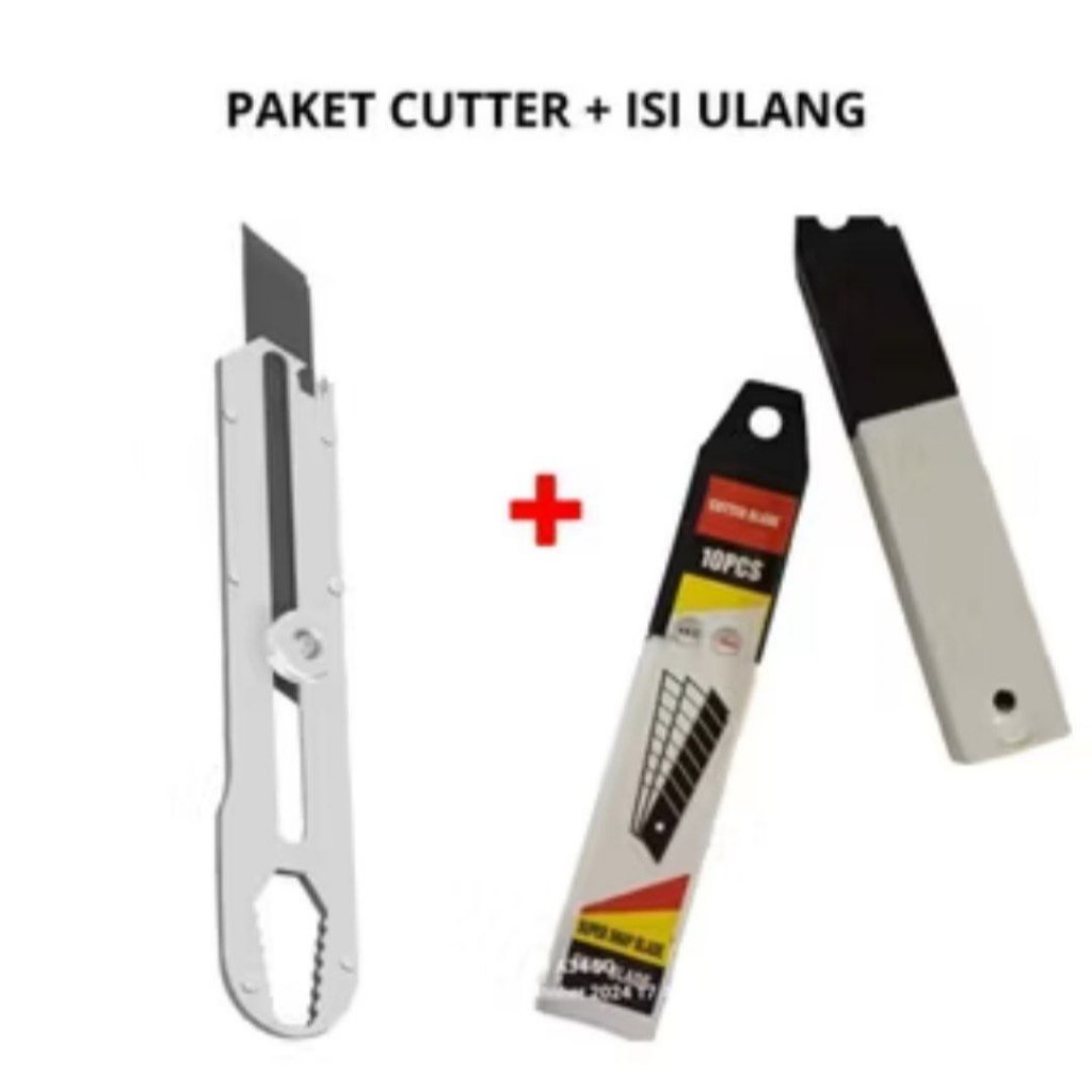 Jual Paket Cutter dan Isi Ulang Cutter Tajam Besi Cutter Stainless ...