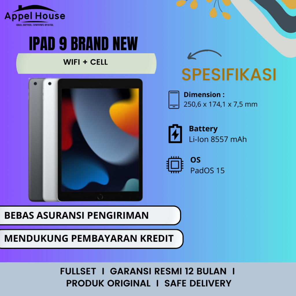 Jual IPAD 9 WIFI & CELL UNIT BARU GARANSI RESMI | Shopee Indonesia