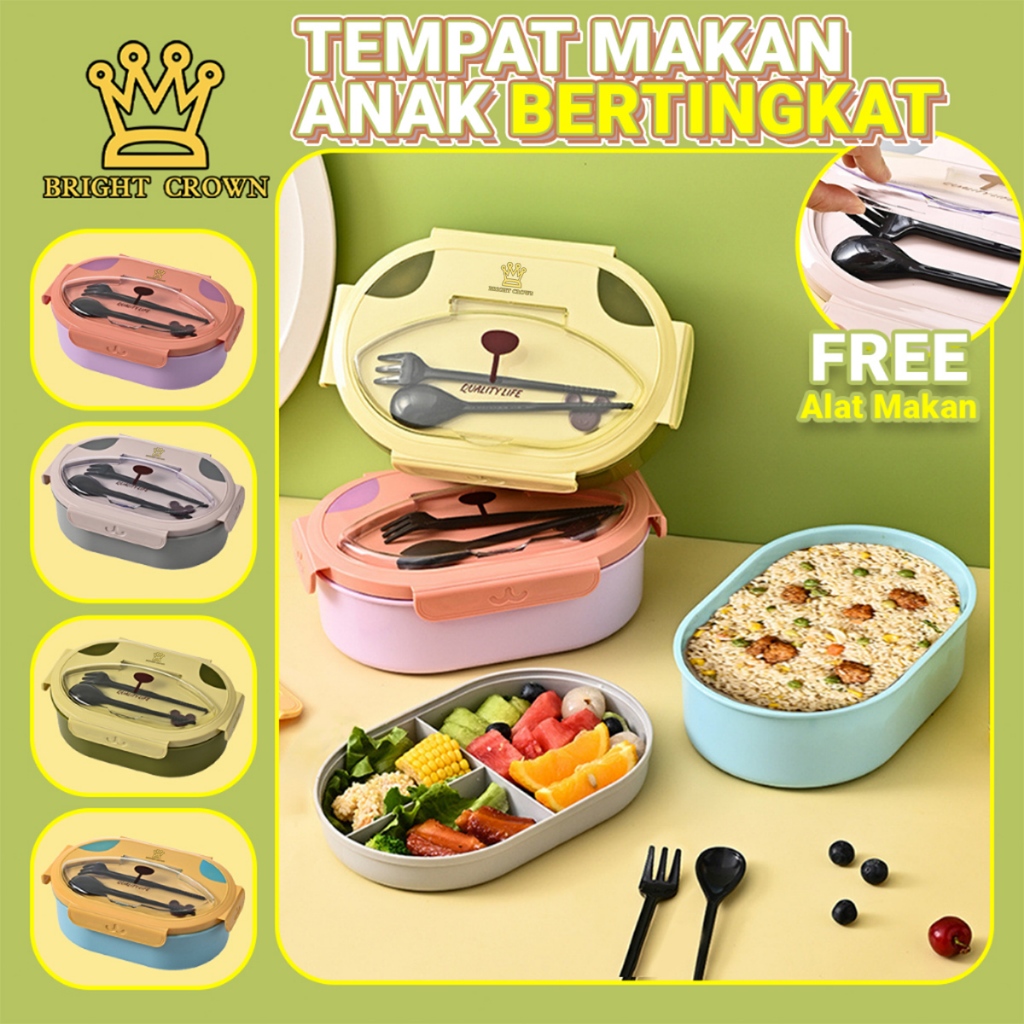 Jual Bright Crown Tempat Makan Set 2 Tingkat 3 Sekat Free Alat Makan ...