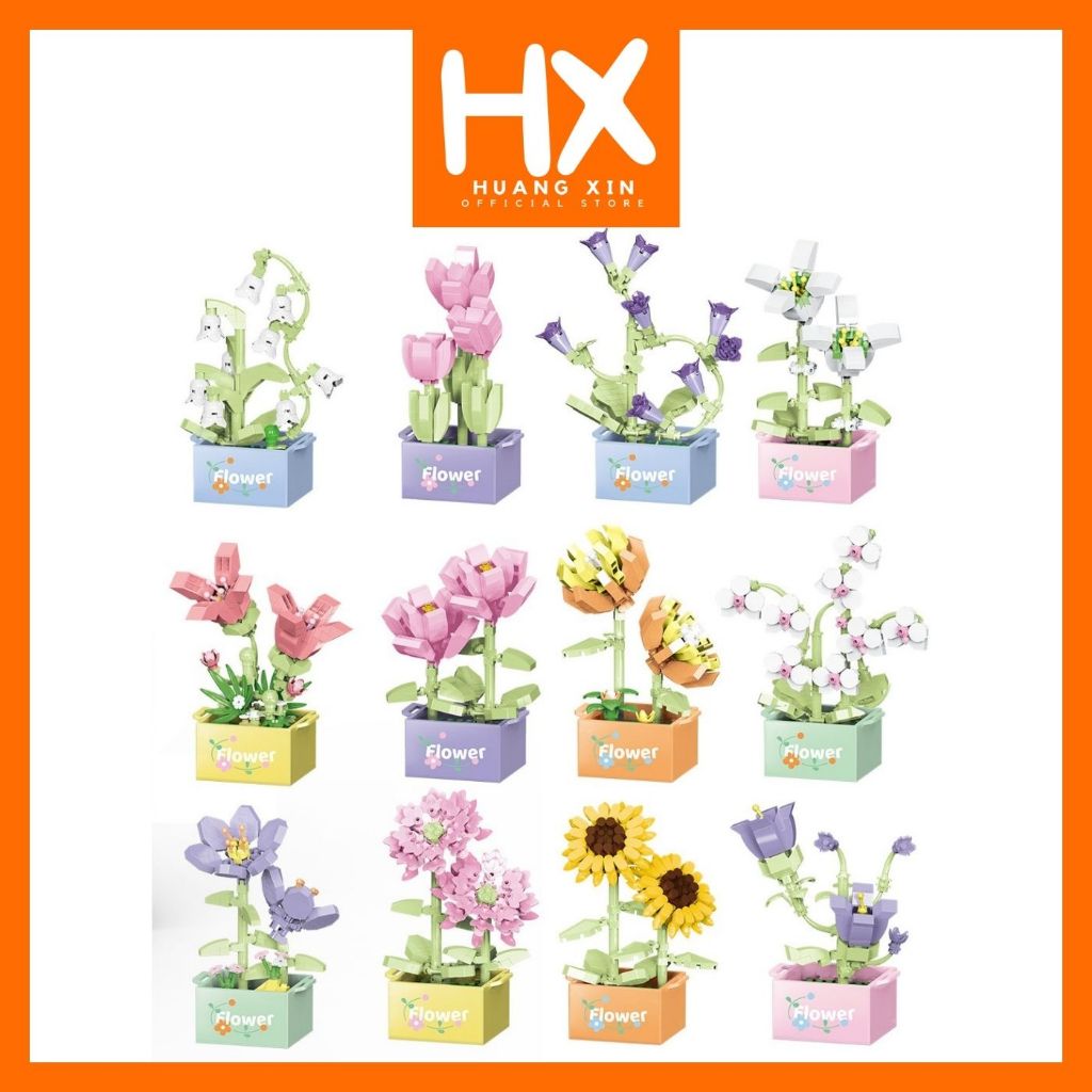 Jual HX Tanaman Flower Pot series Bunga Brick Building Block Toys ...