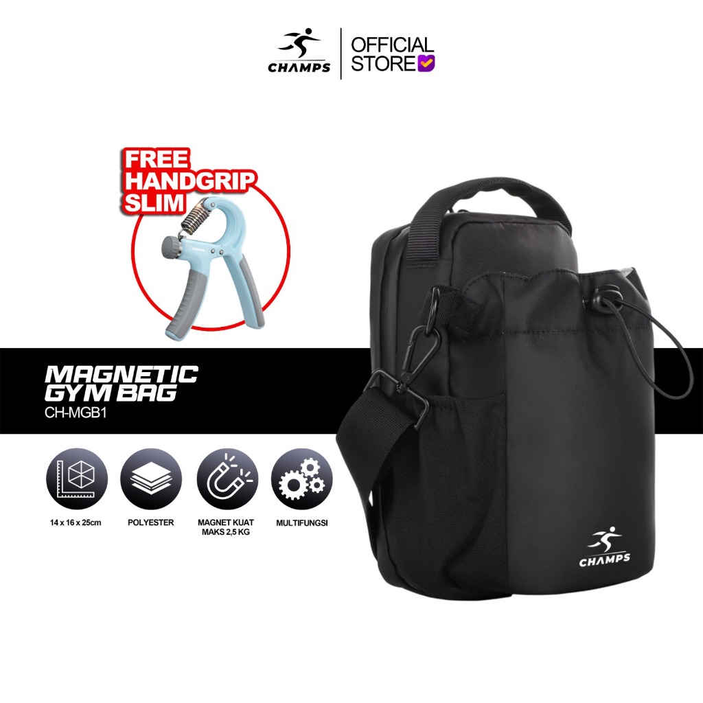 Jual CHAMPS Magnetic Gym Bag | Tas Gym Magnet Sling Bag | Tas Olahraga ...
