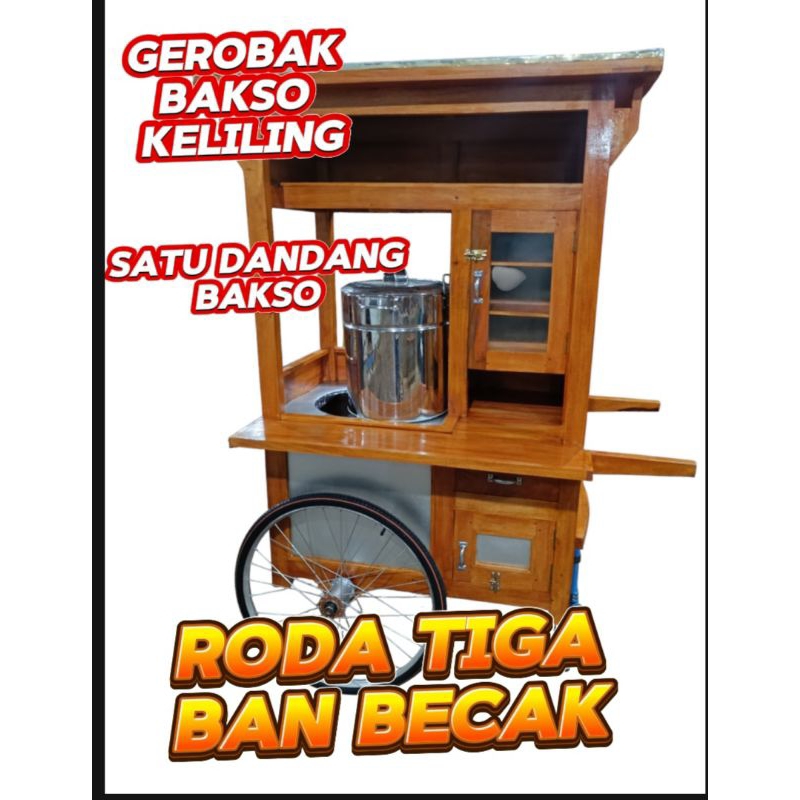 Jual gerobak dorong bakso roda tiga fre ongkir | Shopee Indonesia