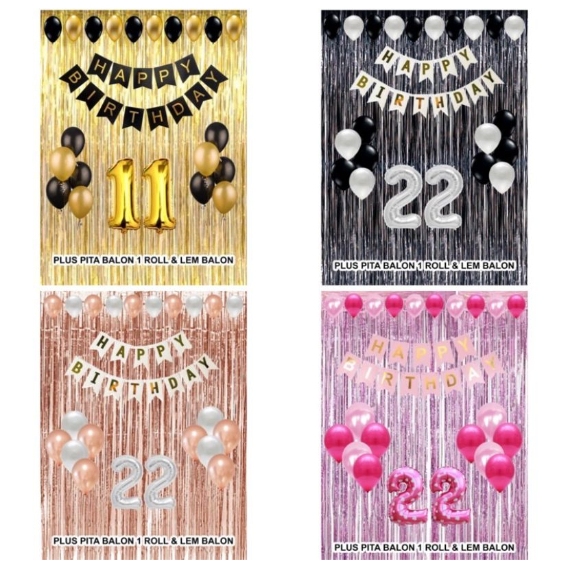 Jual MS - Tirai Dekorasi Ulang Tahun / Tirai Foil Ultah / Tirai Pesta ...