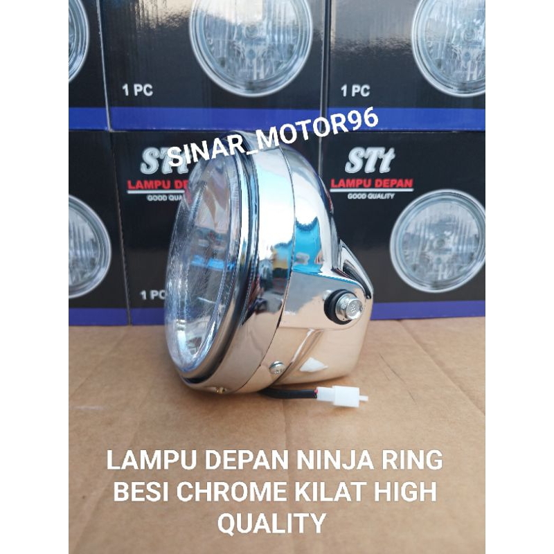 Jual LAMPU DEPAN NINJA SS R HEAD LAMP NINJA SS BULAT STT CHROME KW ...
