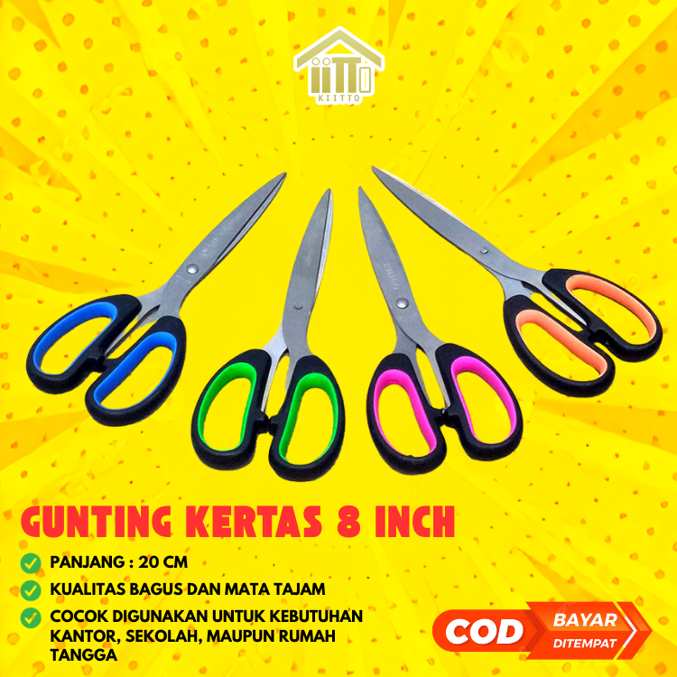 Jual GUNTING KERTAS BESAR LARGE HITAM WARNA 8 INCH 20 CM / PEMOTONG ...