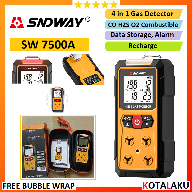 Jual Detektor Gas 4 in 1 Gas Detector CO H2S O2 Combustible Gas Sndway SW7500A SW 7500A | Shopee ...