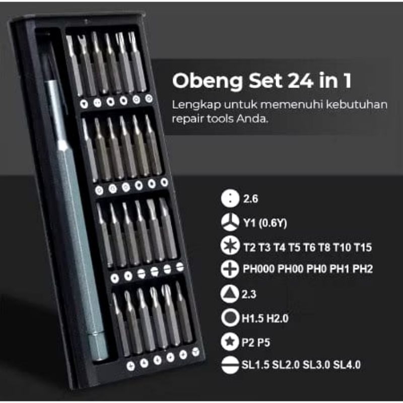 Jual Obeng set 24in1 obeng magnet multifungsi isi 24 obeng servis hp obeng jam set isi 24 ...