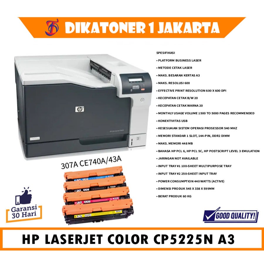 Jual Printer Color hp laserjet Cp5225 CP5225N CP5225DN DUPLEX NETWORK ...