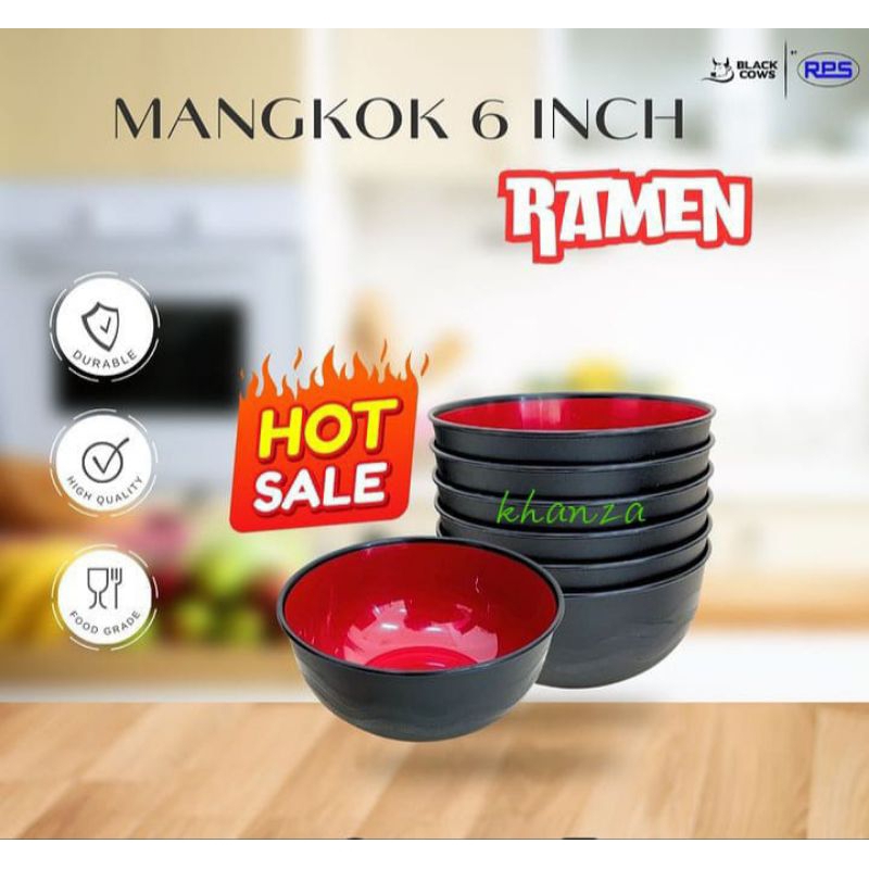 Jual 6 pcs mangkok ramen merah plastic foodgrade/mangkok bakso ukuran ...
