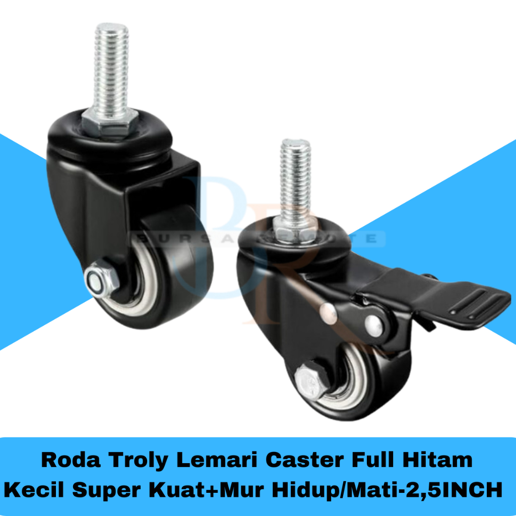 Jual Roda Troly Lemari Caster Full Hitam Kecil Super Kuat+Mur Hidup ...