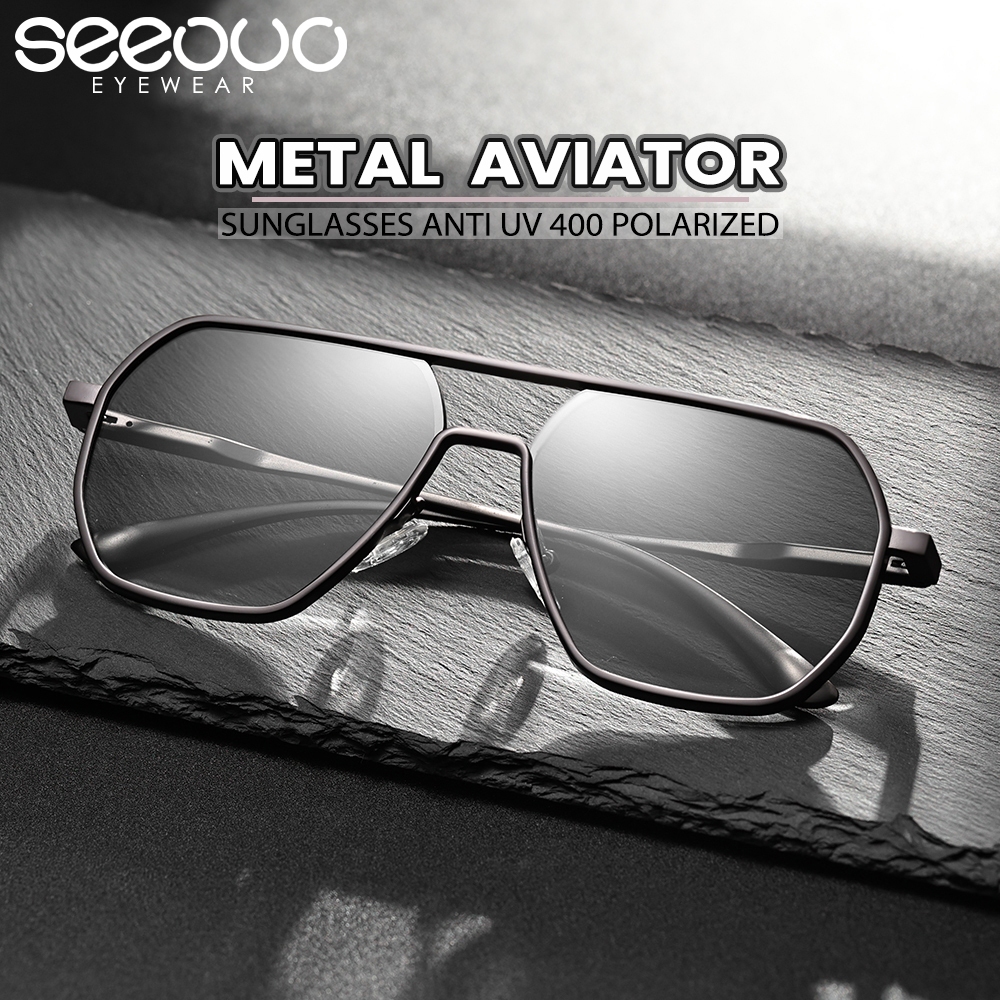 Jual Seeouo Kacamata Hitam Sunglasses Polarized Anti Silau UV400 Model Aviator Kotak Tony Stark ...