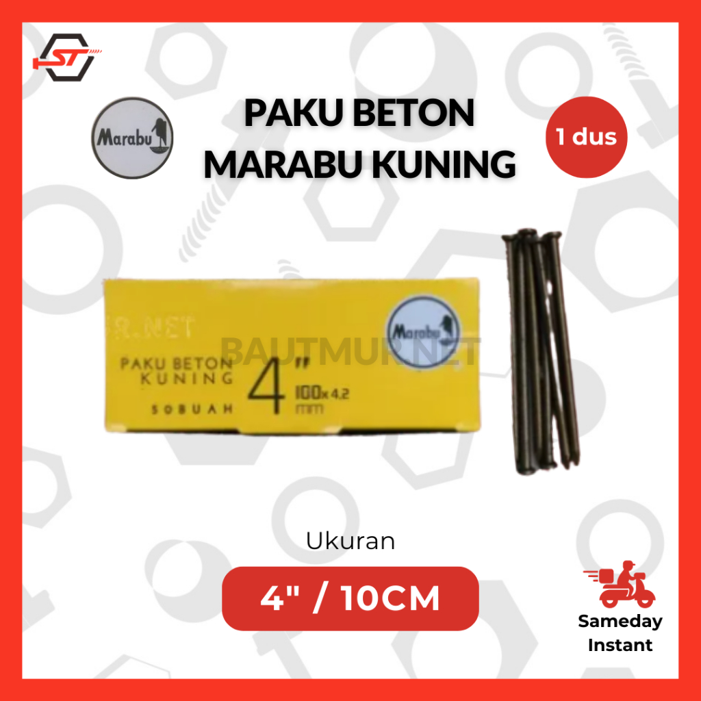 Jual (50pcs) MARABU Paku Beton 10 cm - Paku Beton Kuning 4 inch | Shopee Indonesia